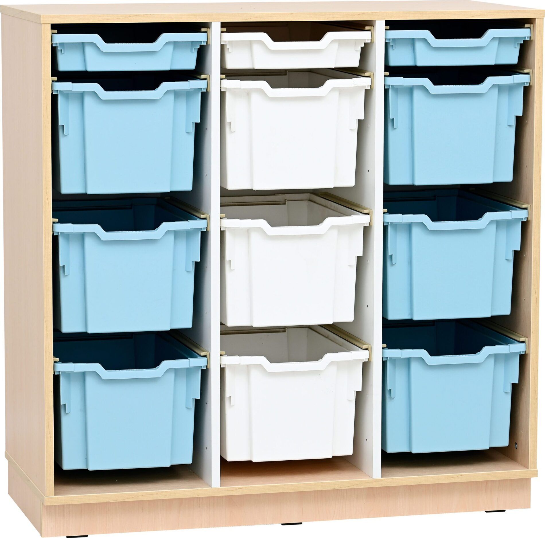 Vakkenkast met 12 opbergbakken - Berken - Baaslevert.